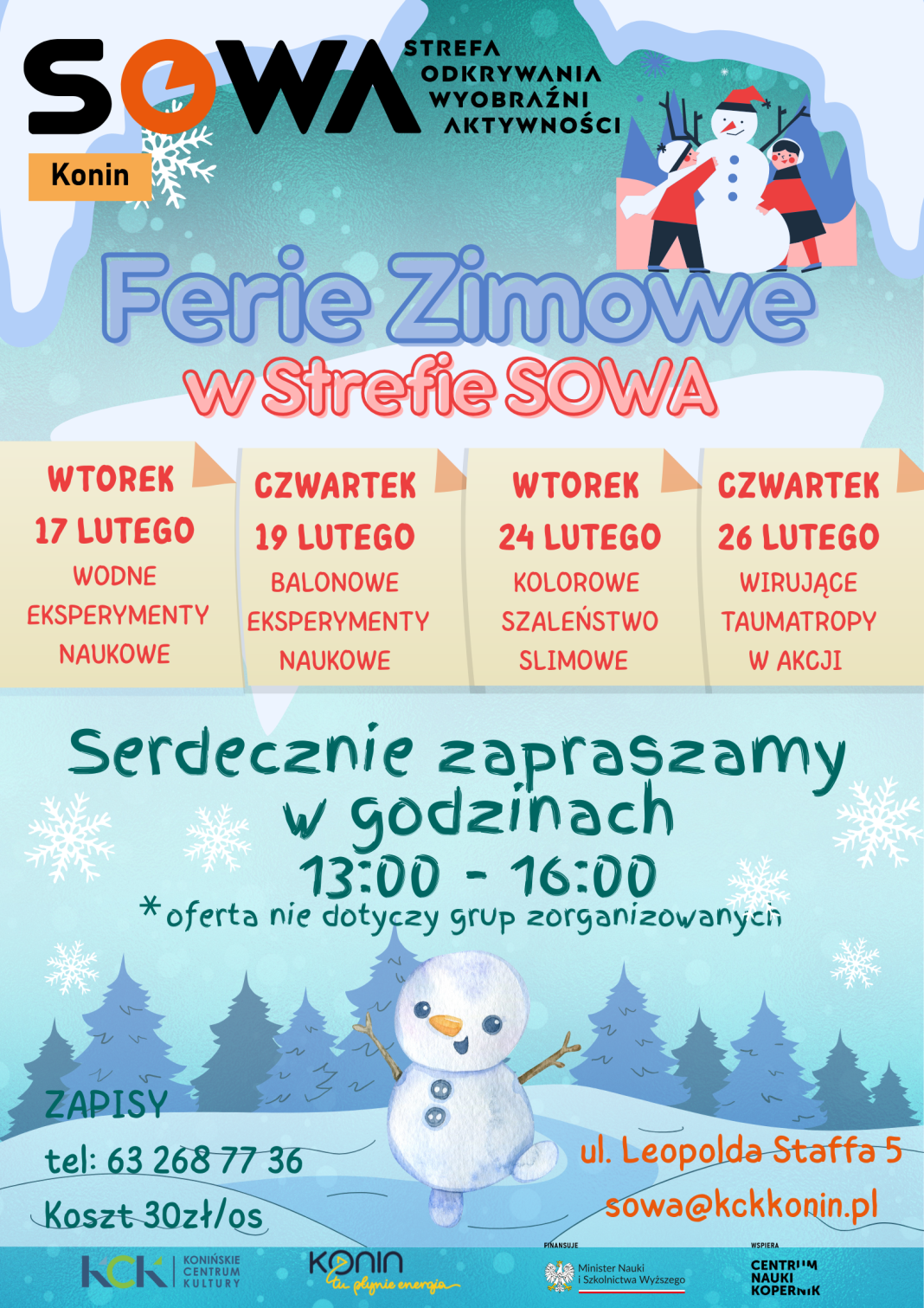 Moc zimowych atrakcji w Strefie SOWA w Koninie - Konin24.info